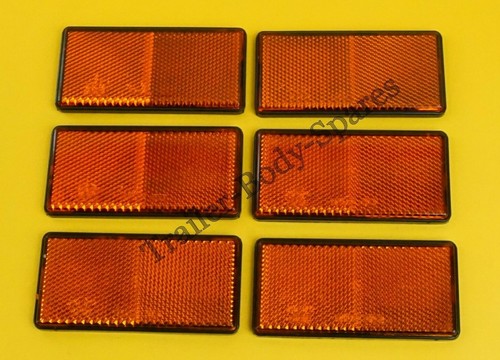 6 x Amber Side Reflectors 100mm x 50mm Self Adhesive - Trailer Horsebox ...