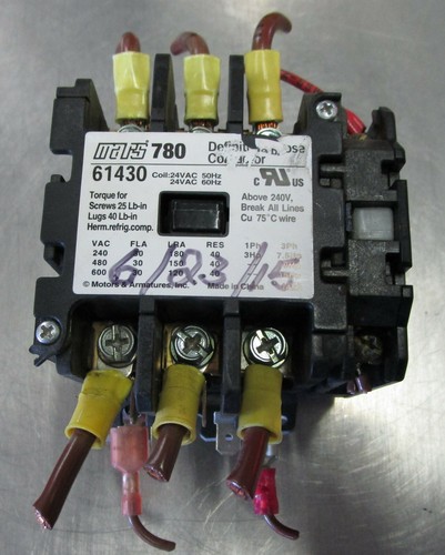 MARS 780 Definite Purpose Contactor 61430 w/ Auxiliary Contactor Used ...