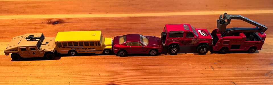 5 Matchbox model cars lot vintage 90s Mattel Ferrari hummer bus ford ...