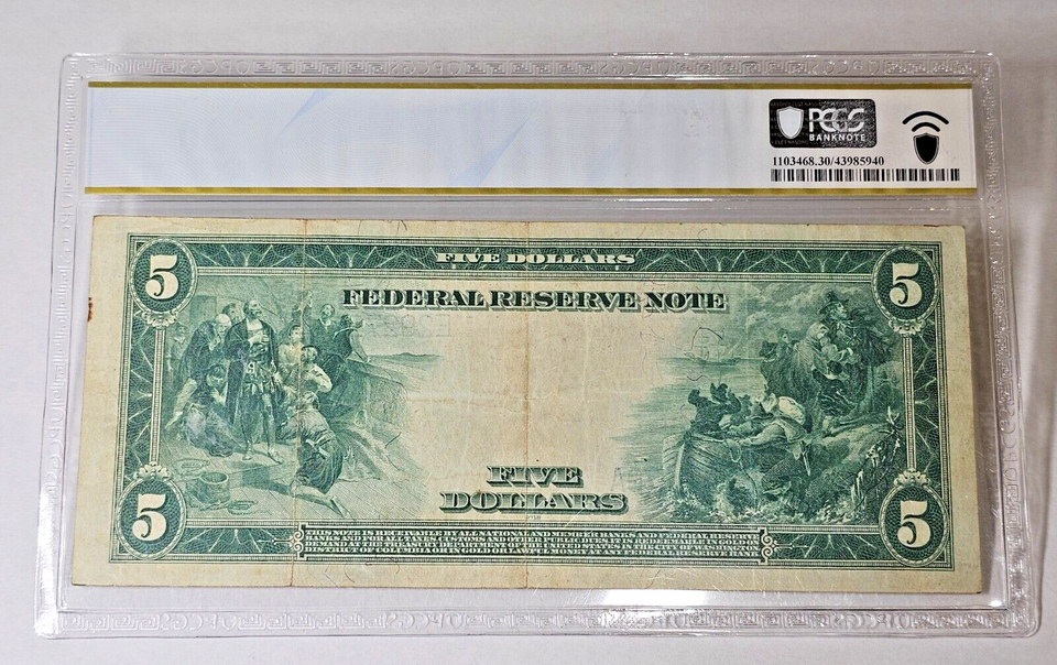 1914 $5 Federal Reserve Note Richmond Note Blue Seal Type A - Very Fine ...