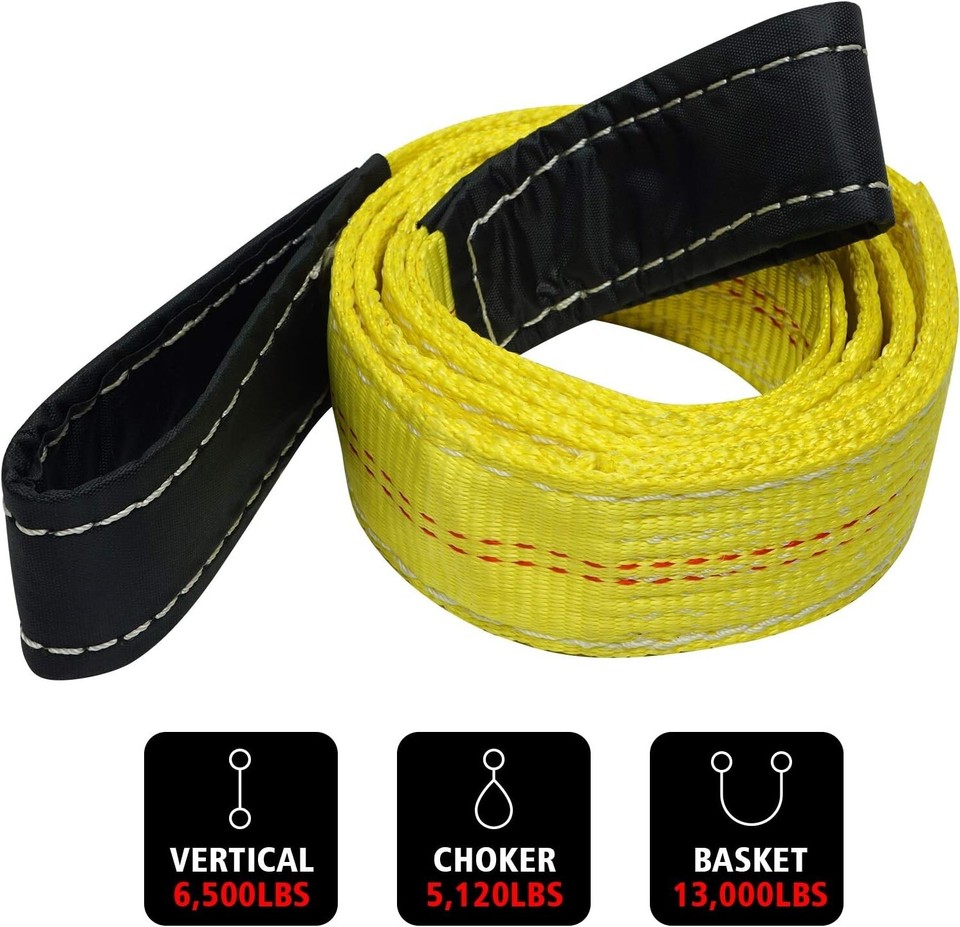 Lift Sling Webbing Straps 2 inch 7 Foot Tree Saver Winch Straps 13,000 ...