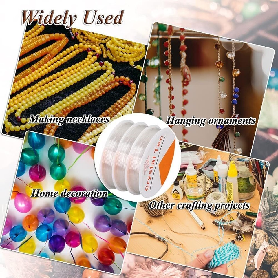 Whale Stretchy String for Bracelets, 3 Rolls Clear Elastic White | eBay