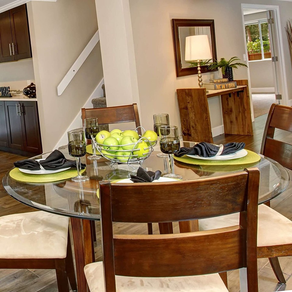 Clear 1/2" Inch Thick Round Tempered Glass Table Top with Beveled ...