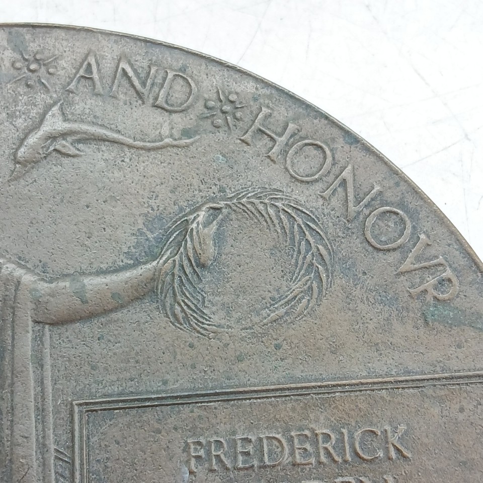 WW1 Dead Man's Penny Antique Bronze Memorial Plaque Of Frederick Holden ...