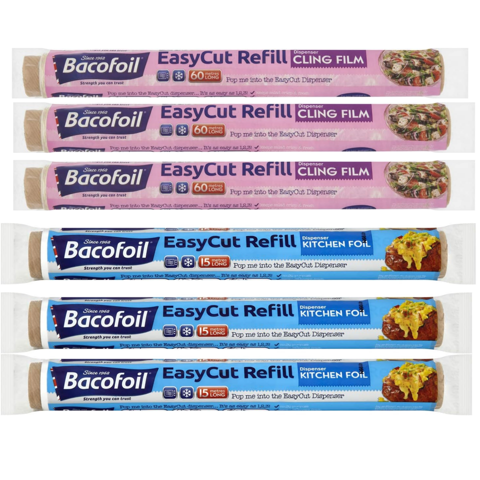 Bacofoil Easycut Cling Film + Baco Easy Cut Refill Kitchen Foil Refill ...