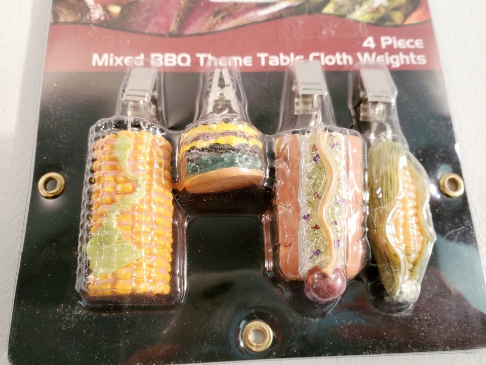 Vintage BBQ Themed Tablecloth Weights Corn Hamburger Hotdog Set of 4 | eBay