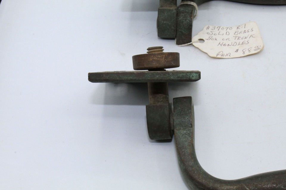 (2) VTG Antique Solid Heavy Brass Handles Box Trunk Railroad Car ? | eBay