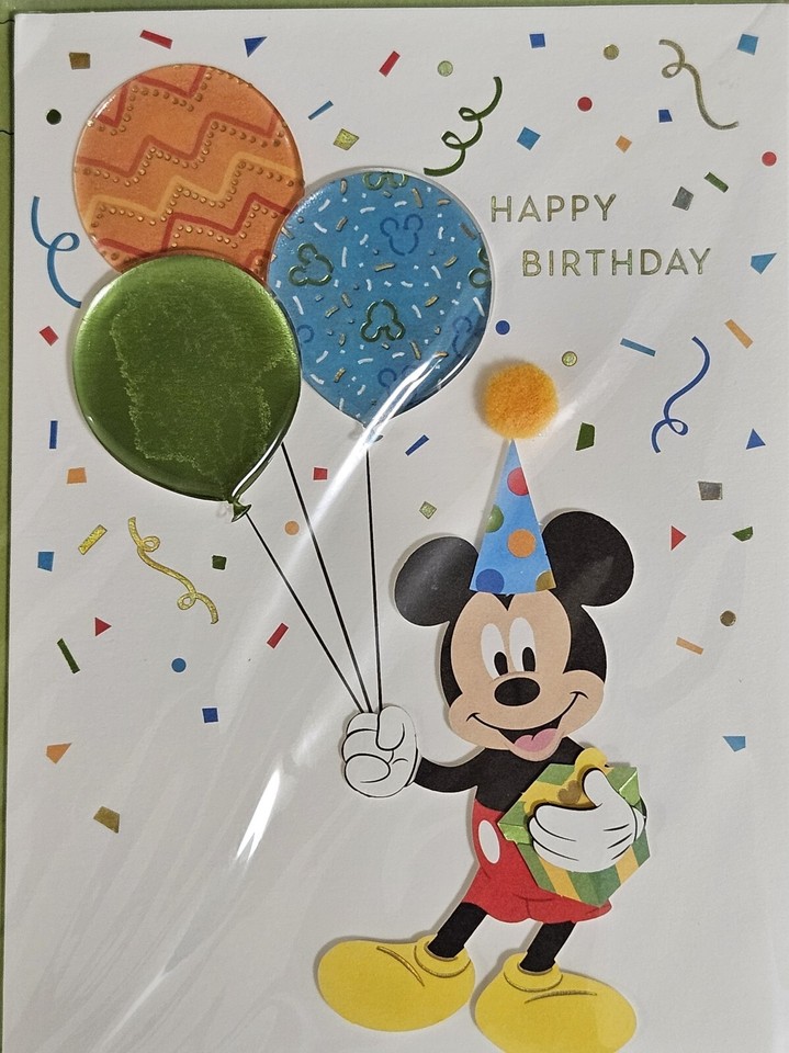 Papyrus Disney Mickey Mouse With Balloons Happy Birthday Card | eBay
