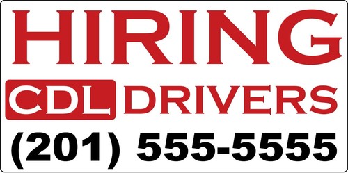 Hiring CDL- OTR Drivers With Your Phone Number Decal Sticker 4" x 8 ...
