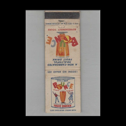 Matchbook Cover Bounce Fruit Drink Refreshingly Yours | eBay