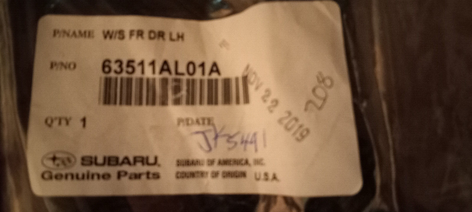 Subaru Legacy Outback Front Driver's Side Door Weatherstrip - NOS | eBay