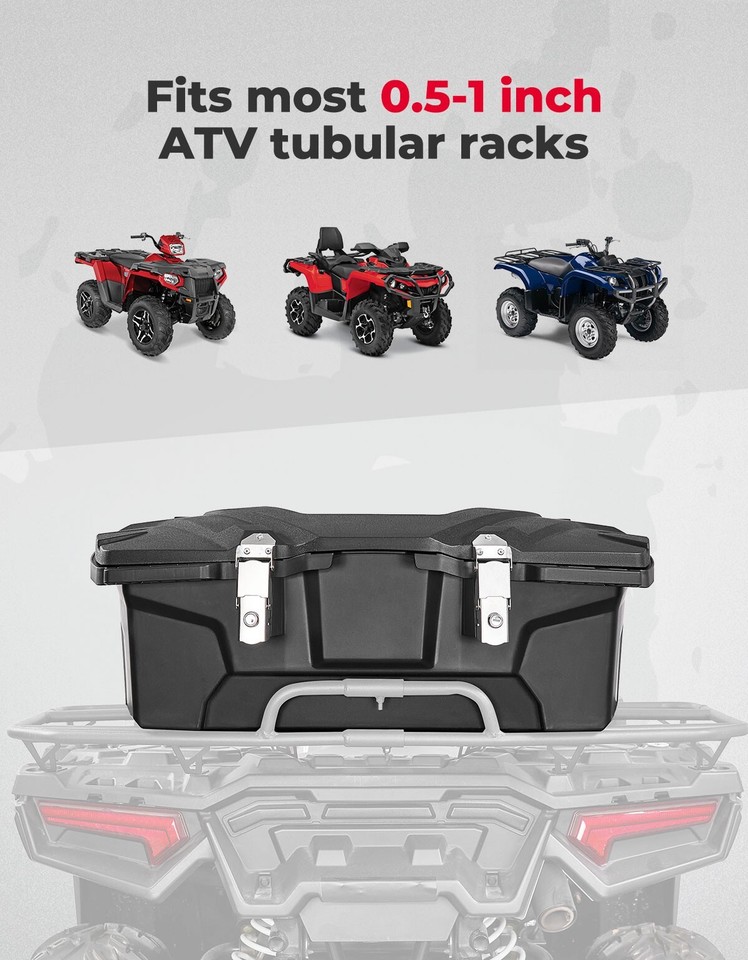 ATV Rear Rack Cargo Box Locking Storage Box Bed For Polaris Yamaha 0.75 ...