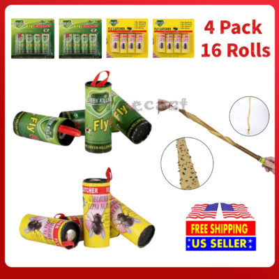 16 Rolls Fly Sticky Trap Paper Insect Bug Catcher Strip Fly Sticker Non ...