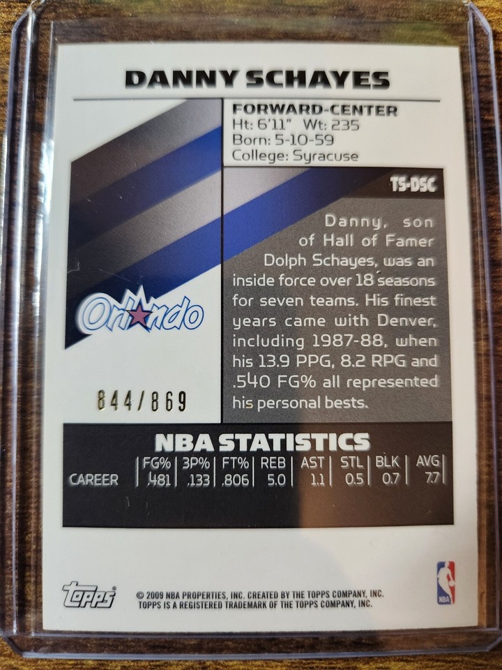 2008-09 Topps Signature Danny Schayes Facsimile Red Foil 844/869 #TS ...