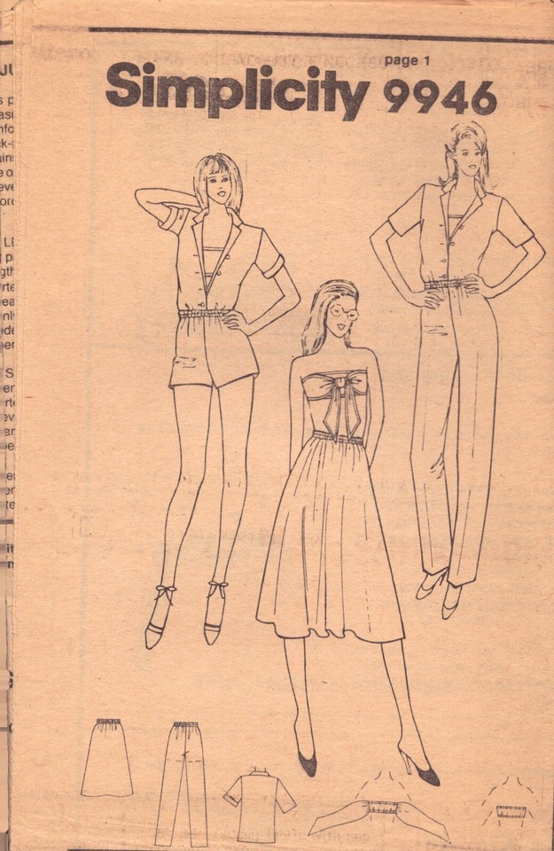 Simplicity 9946-Misses/Petite-Shirt-Bandeau Top Shirt-Pants-Shorts - 14 ...