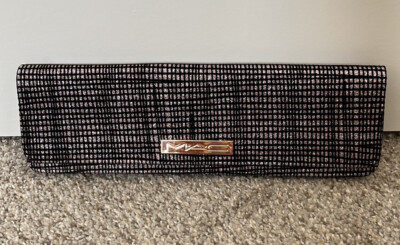 MAC Cosmetics Clutch Purse ~ Black w/ Pink Sparkle | eBay