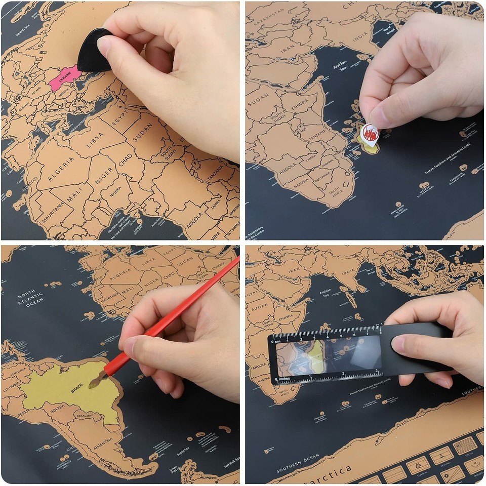 Scratchable World Map with Accessories + Europe Map of World Travel ...