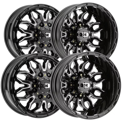 (Set-4) Vision Korupt Dually 17x6.5 8x6.5 -143mm Black Wheels Rims 17 ...
