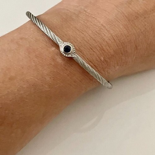 Sterling Silver .925 Faceted Genuine Ruby Twisted Cable Bangle Bracelet ...