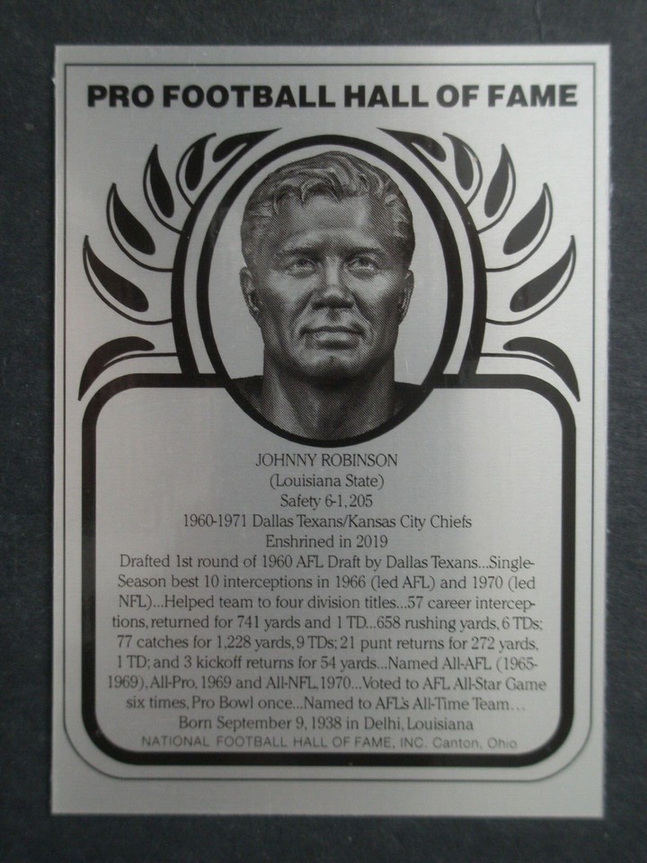 Pro Football Hall of Fame Metal Metallic Bust Cards Mint Aluminum - NFL ...