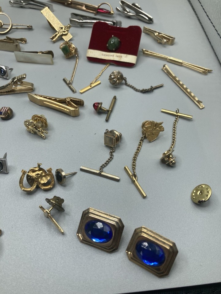 Huge Lot Vintage Tie Clips Tacks Cuff Links. Some Gold Filled. Swank ...