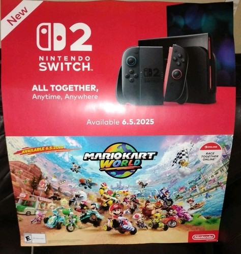 Mario Kart World GameStop Promotional Poster RARE HTF Nintendo Switch 2 ...