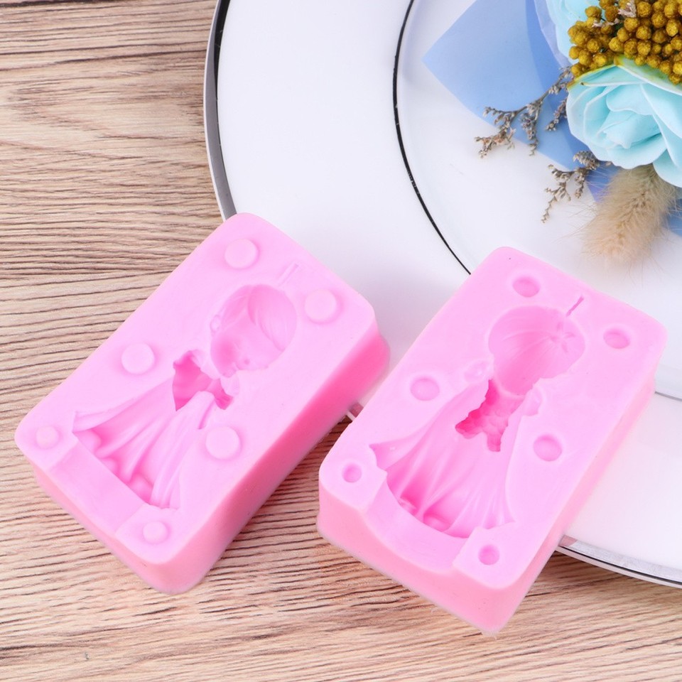 2 Pcs Silicone Angel Baby Candle Molds Pink DIY Cake Fondant Baking ...