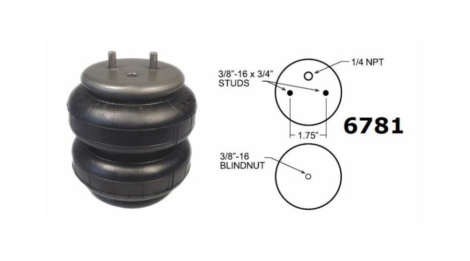Firestone Ride Rite Replacement Bag, Air Spring, Helper Bags 1/4" NPT ...