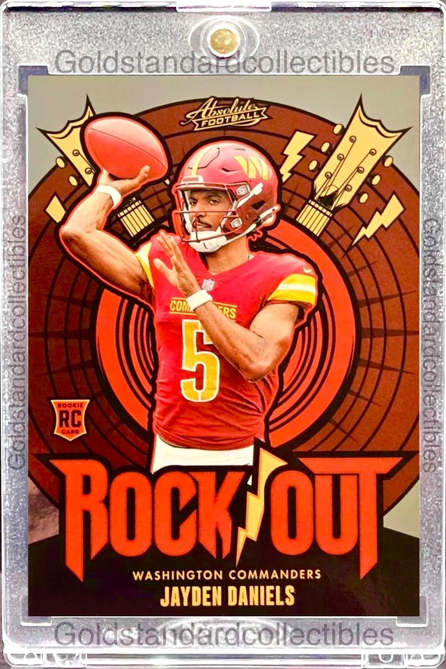Jayden Daniels RARE ROOKIE ROCK OUT FOIL INVESTMENT CARD SSP PANINI ROY ...