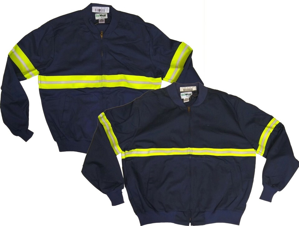 Work Jacket Hi-Vis Reflective Used Uniform Unifirst Coat Unlined ...