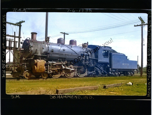 Monon RAILROAD PHOTOGRAPH STEAM LOCO #440 4-6-2 Hammond Ind 1938 ...
