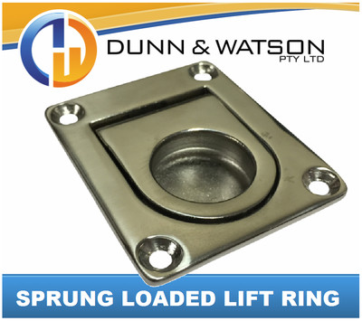 316 Stainless Flush Spring Loaded Pull Ring (Hatch Latch, Boat, Caravan ...
