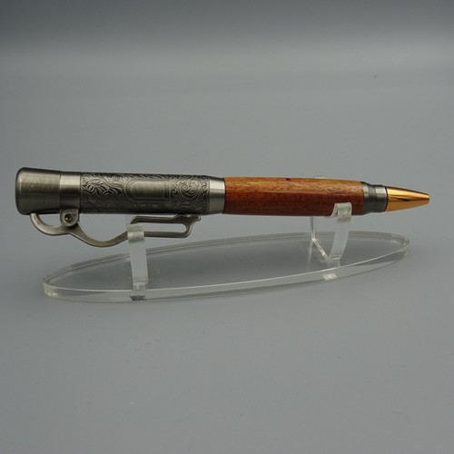 LEVER ACTION RIFLE PEN with SANTOS MAHOGANY BARREL and ANTIQUE NICKLE ...