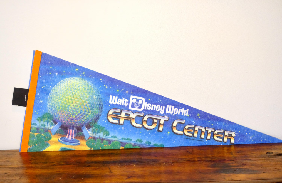 Vintage Walt Disney World EPCOT Center Blue Felt Pennant Disney Epcot ...