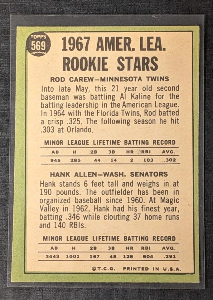 1967 Topps - High # Rod Carew, Hank Allen #569 (RC) EX | eBay