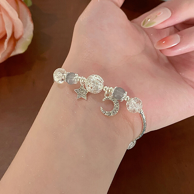 Beaded Moon Star Rhinestone Beaded Bracelet Elegant And Fashionable ...