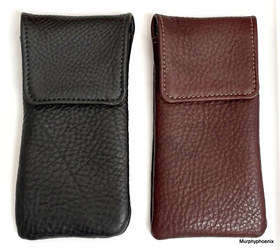 Made in USA Soft Leather Belt Loop Eyeglass Case w Flap Black or Brown ...