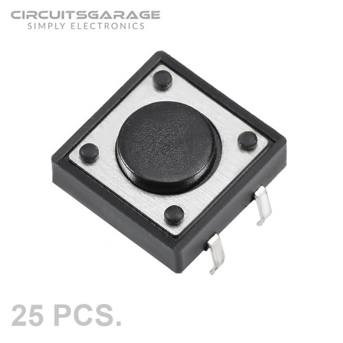25 X 12x12x4.3mm Through Hole Momentary Tactile NO SPST Push Button ...