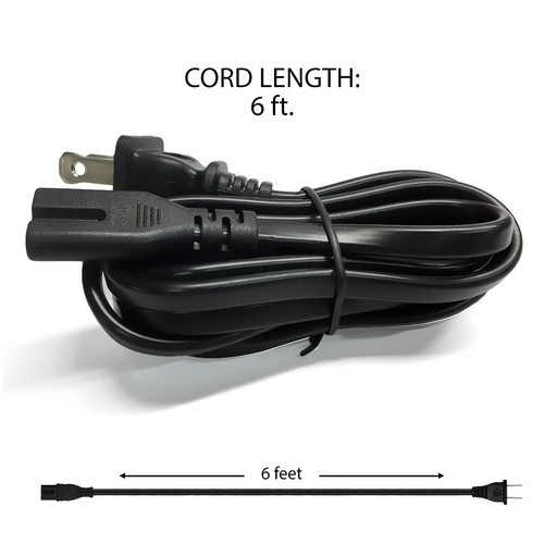 Polarized AC Power Cord 2 Prong Square Round for TV Printer Laptop PC ...