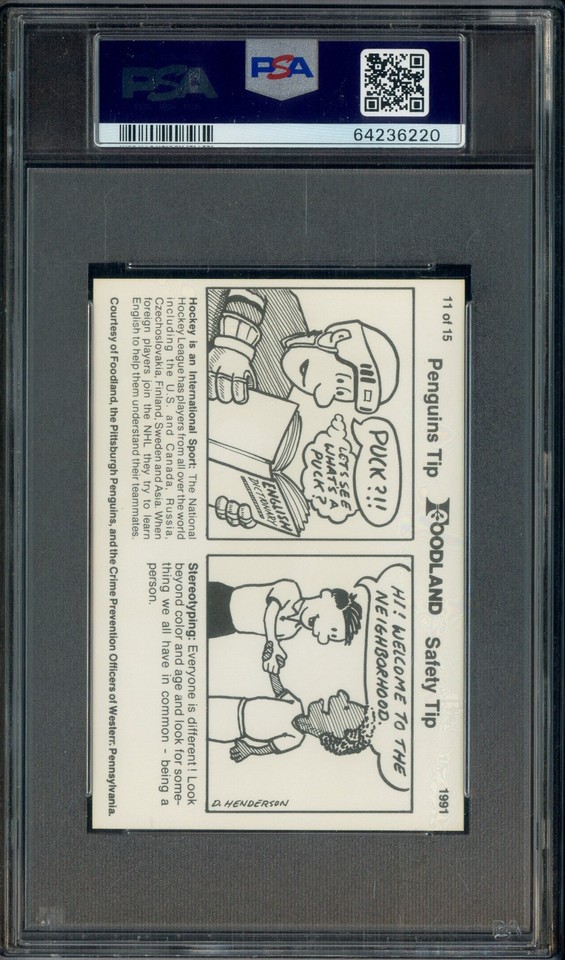 1990 Penguins Foodland #11 Jaromir Jagr Penguins RC Rookie PSA 9 MINT ...