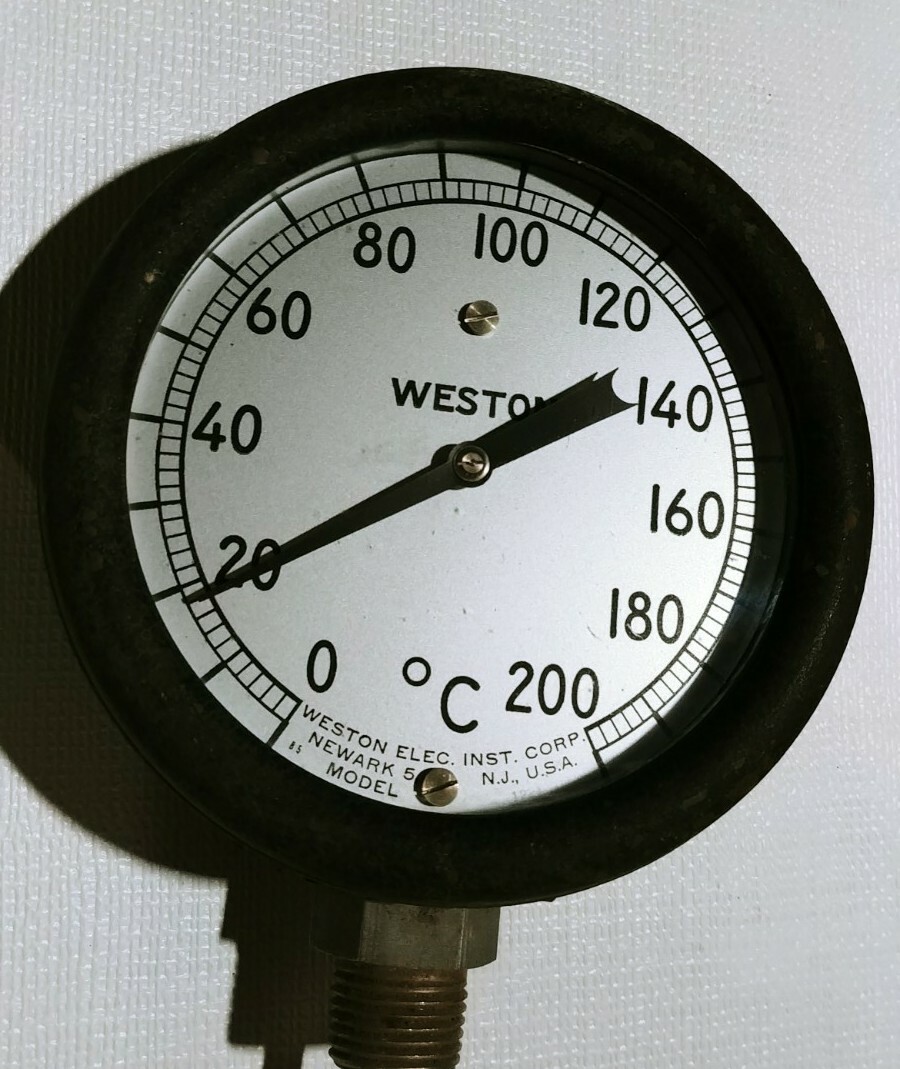 Weston 1221 Heavy Brass Temp Gauge w/ 12" Probe 0-200 Degree Celsius ...