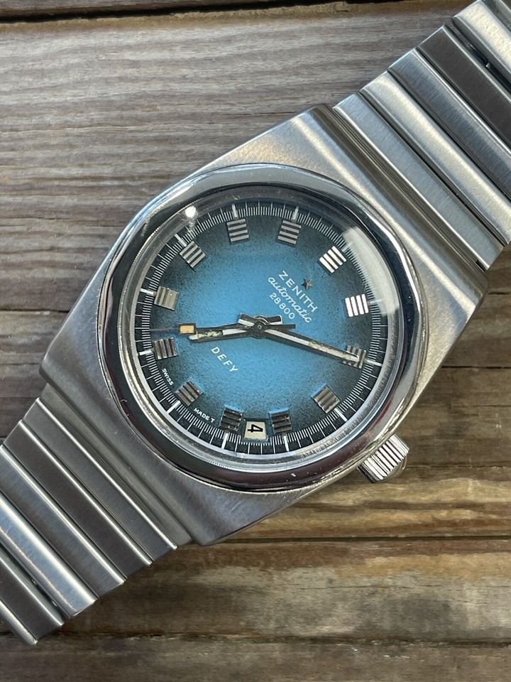 Vintage Zenith Defy Blue fume Sunburst Dial a7682 Automatic Watch | eBay