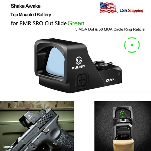 3 MOA Green Dot & 56 MOA Circle Ring Reticle Sight for RMR Cut Tactical ...