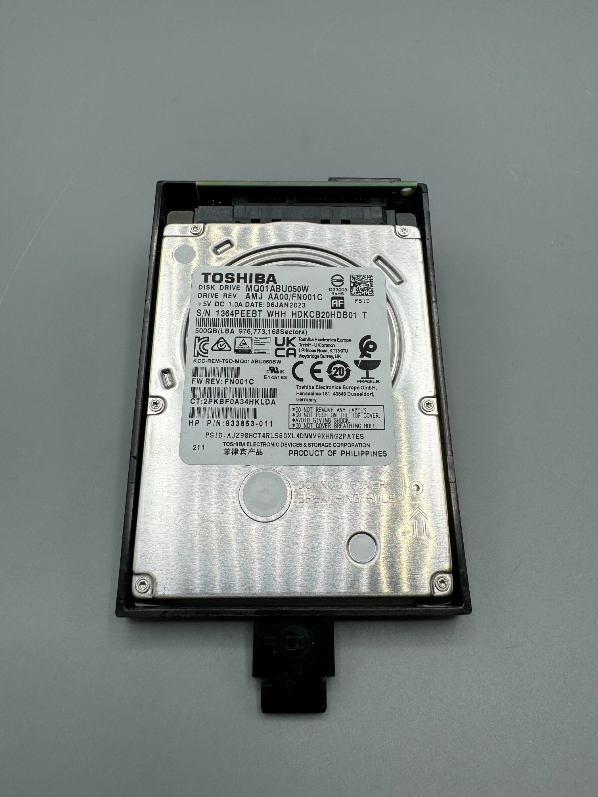 Toshiba 933853-010 MQ01ABU050W 500GB HDD With HP T3U55-60001 Riser ...