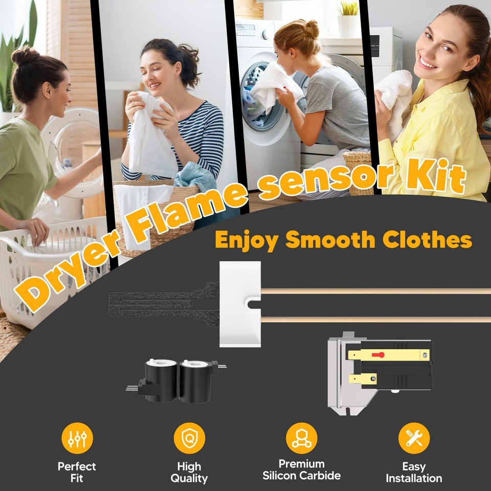 338906 Gas Dryer Flame Sensor Kit with 279311 Ignitor and 279834 Gas ...