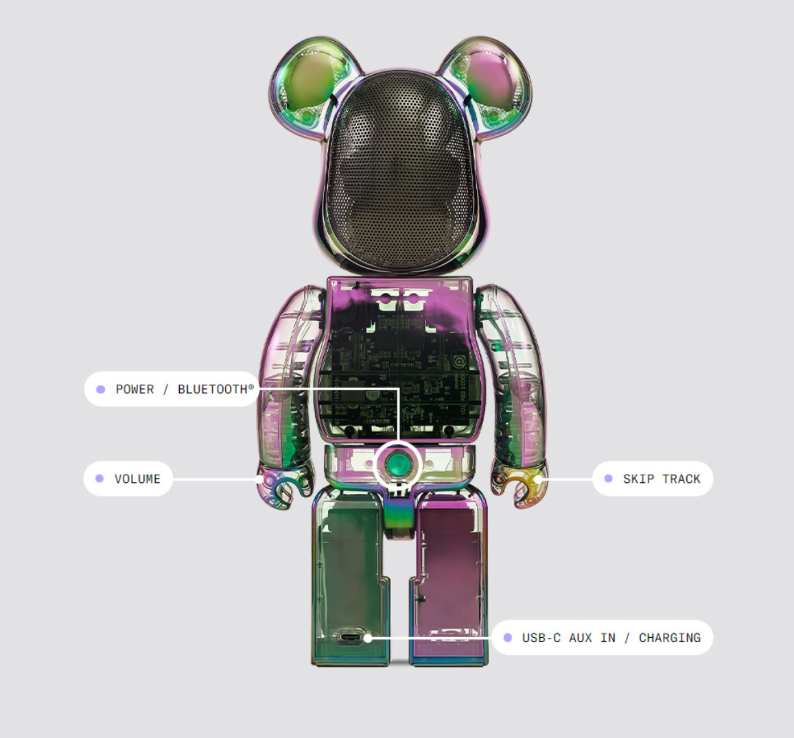Bearbrick Audio 400% Portable Bluetooth Speaker Pearl Mirage Bearbrick Audio 400% Portable Bluetooth Speaker Pearl Mirage