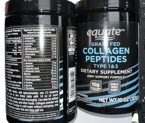 2 Pack - Equate Collagen Grass Fed Collagen Peptides Type 1/3 - 20 oz ...