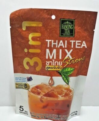 Ranong Tea 3 In 1 Instant Cha Thai Milk Tea Mix Hot or Iced 1pack (5 ...