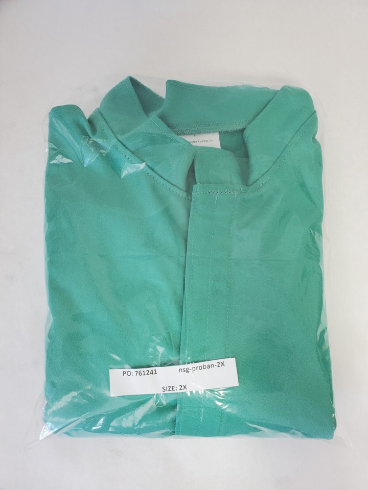 NSG Proban FR Flame Resistant Green Denim Welding Shirt Jacket LARGE ...