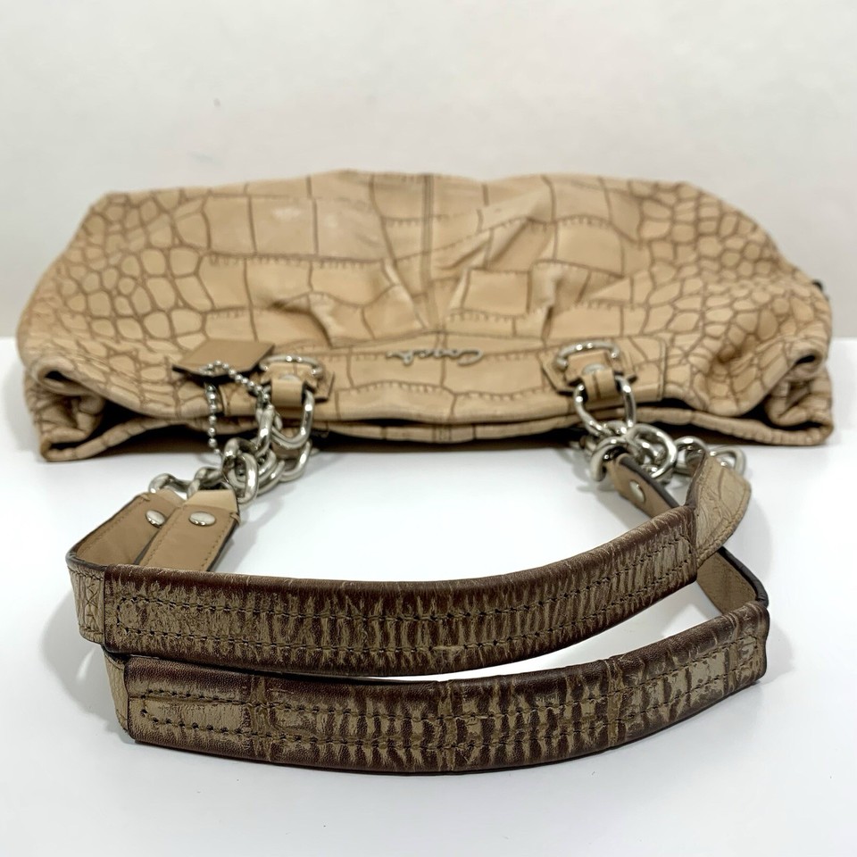 COACH Ashley F17661 Croc Embossed Leather Carry All Tote Bag Purse ...